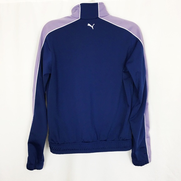 Puma | Tops | Puma Purple Embroidered Logo Zip Up Track Jacket S | Poshmark